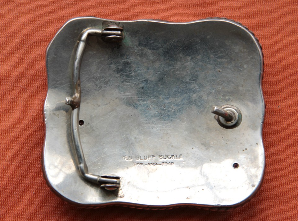 Vtg Red Bluff Cowboy Bull Rodeo Western Trophy Belt Buckle Mutton ...