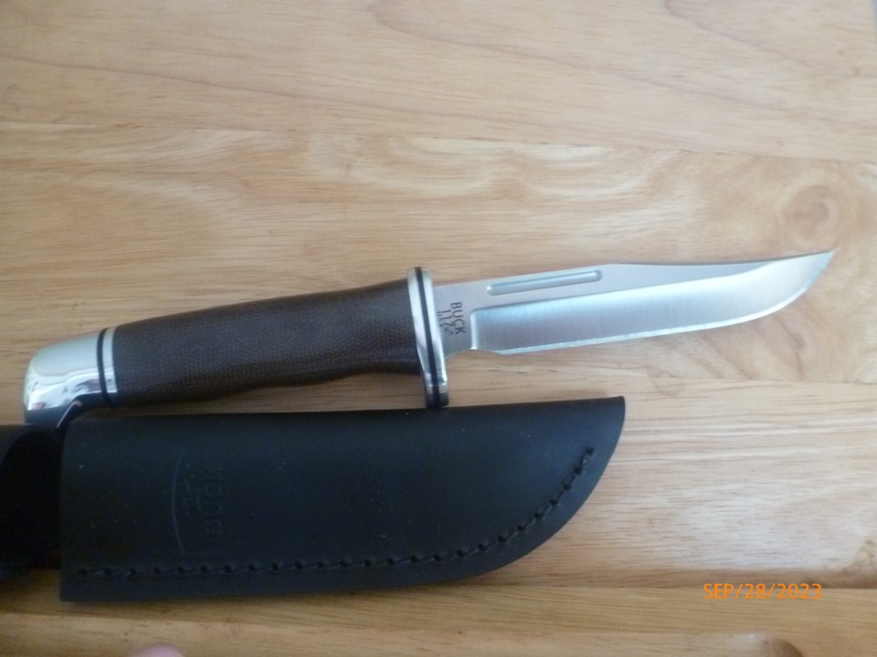 Buck 117 GRS Pro Brahma Green Micarta Fixed Blade Knife USA W/Leather ...