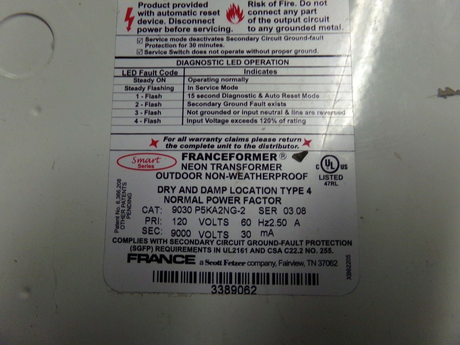 Franceformer France P5KA2NG-2 Neon Transformer 9030 *FREE SHIPPING* | eBay