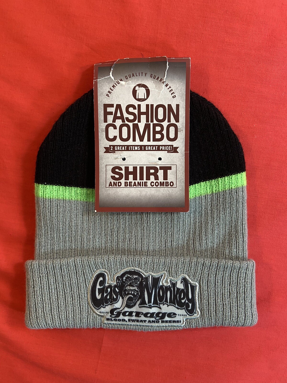 Gas Monkey G Logo Beanie, Gry/Blk Tobaggon Hat Blood Sweat & Beers W ...