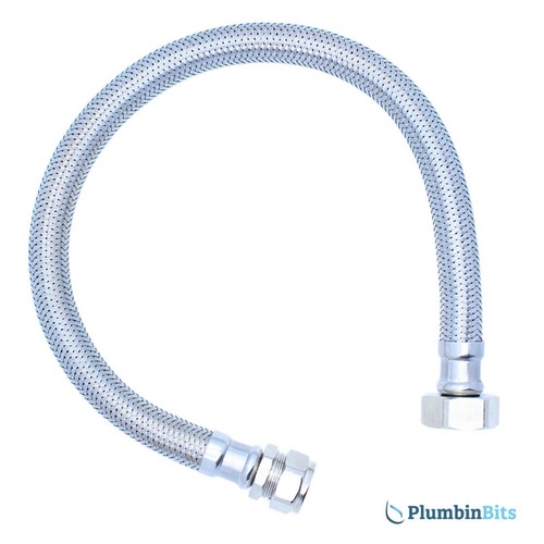 22mm x 3/4" BSP Flexible Braided Steel BATH Tap Connector 500mm Length ...