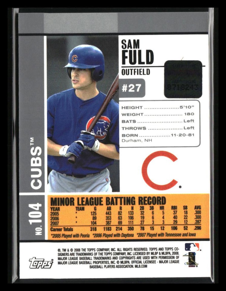 2008 Topps Co-Signers #104 Sam Fuld | eBay