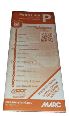 MARCH 2018 MARC PENN LINE PUBLIC TIMETABLE | eBay