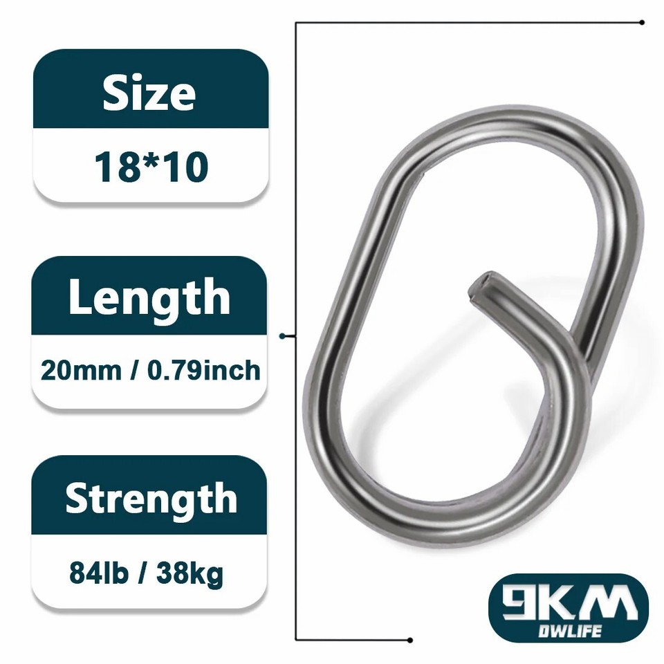 50~200Pcs Fishing Interlock Snap Stainless Steel Double Loop Snap Clip ...