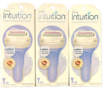 3 Pack Schick Intuition Pure Nourishment Razor - 1 Handle & 1 Refill ...
