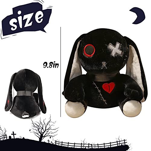 Goth Bunny Plush Rabbit Stuffed Animal Horror Plushies Easter 9.8in ...