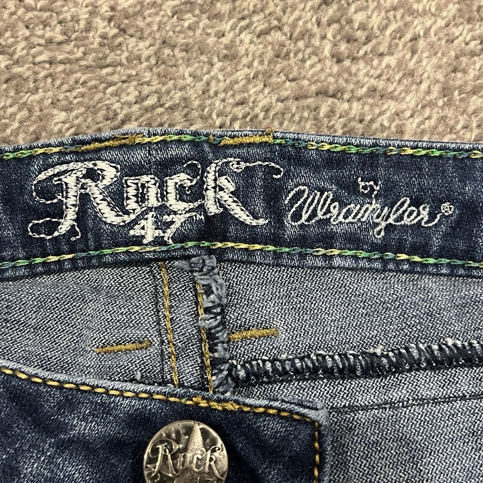 Wrangler Rock 47 Jeans Womens 28x32 Boot Cut Embroidered Pockets Ultra ...