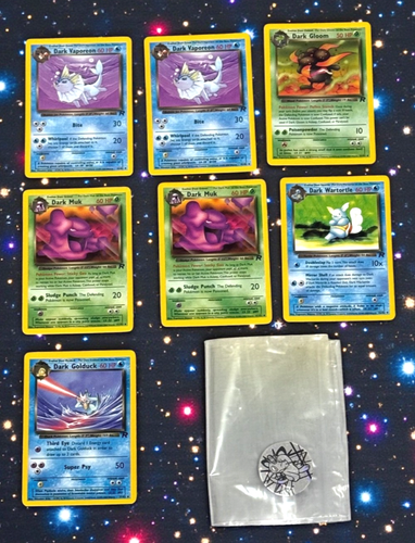 Pokémon TCG Team Rocket Set Dark Cards Non Holo & Meowth Coin Bundle ...