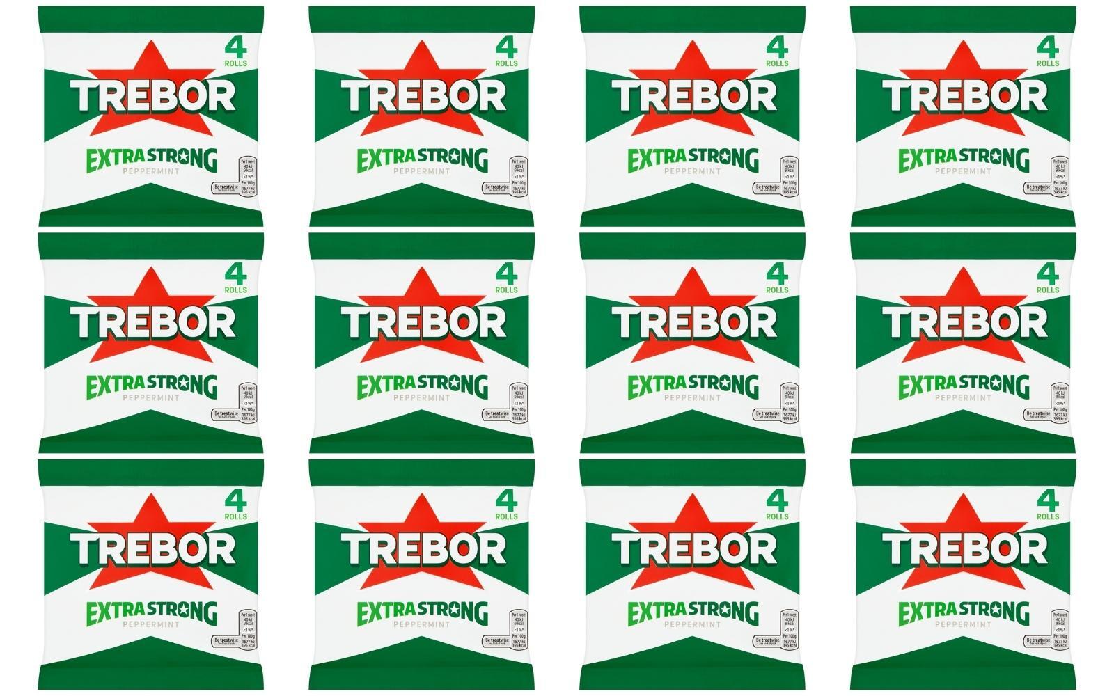 Trebor Extra Strong Mints Peppermint 4 Pack x 12 (48 Rolls Total ...