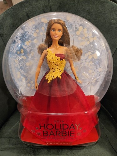 2016 Holiday Barbie Doll Peace Hope Love Collection Brunette Snow Globe ...