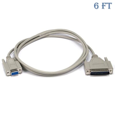 6ft Serial RS-232 9 Pin Female to 25 Pin Male DB9 to DB25 Printer Cable ...