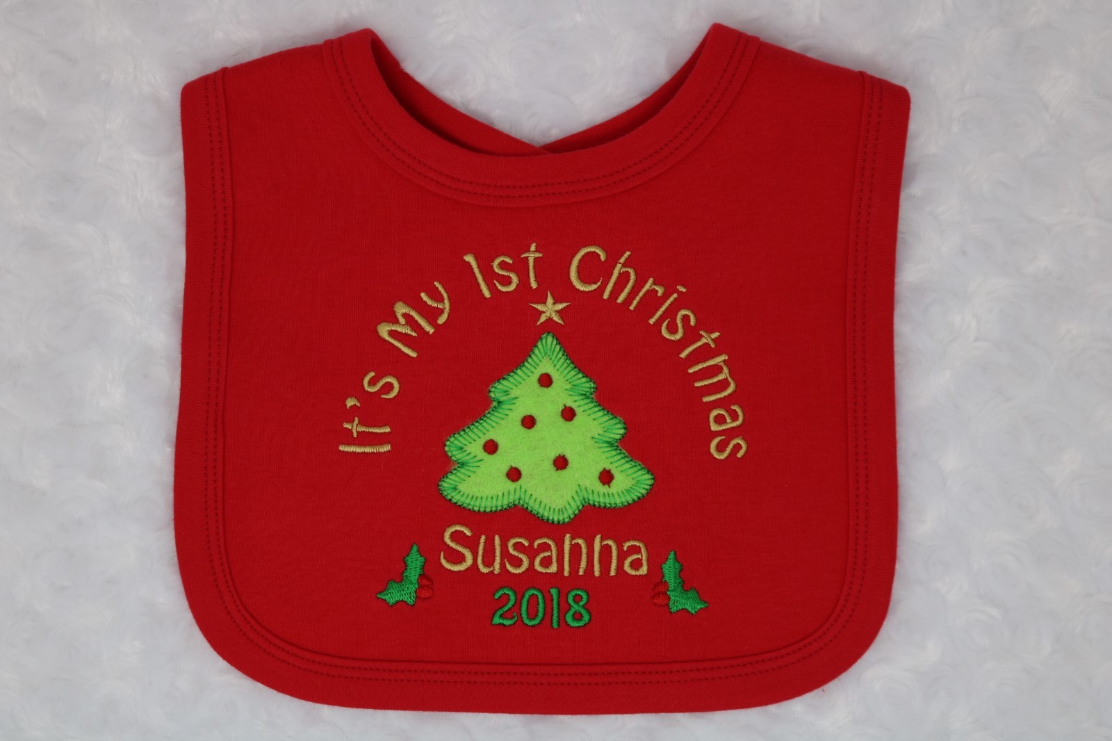 Personalised 1st First Christmas Xmas Baby Bib Choice of designs and ...