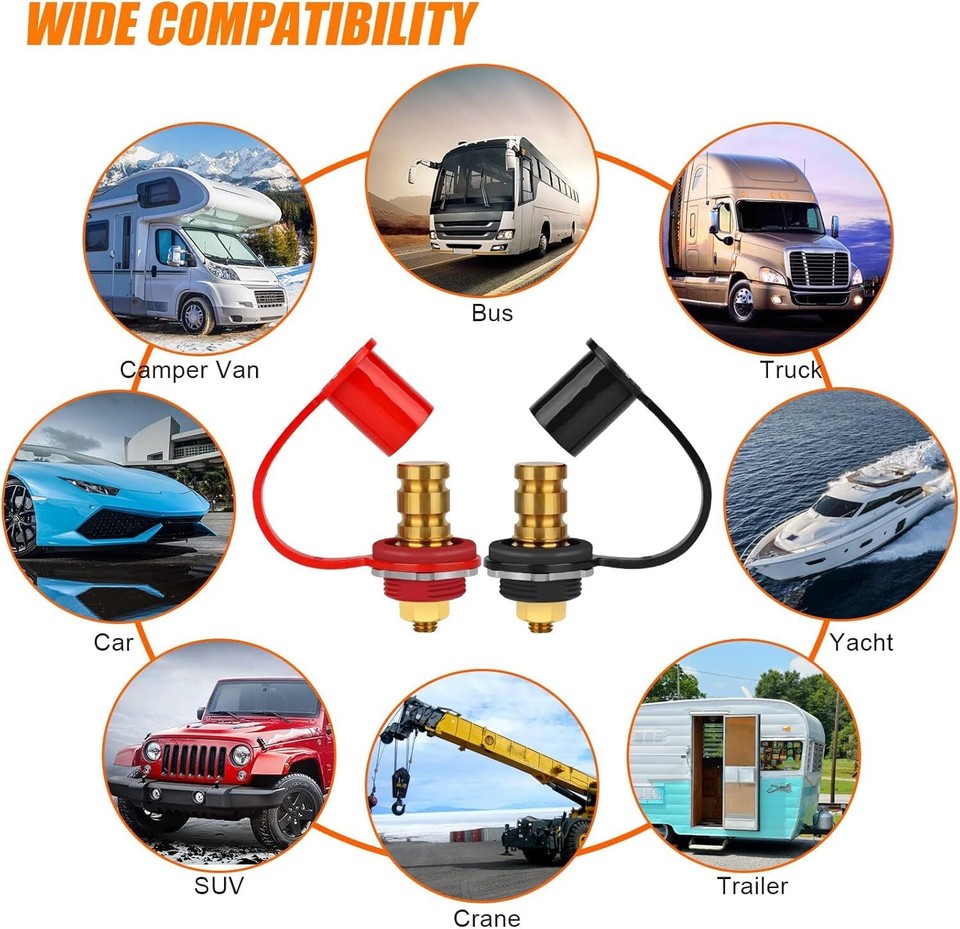 2PCS Battery Charger Post 250A Remote Battery Terminals, Stud Battery ...