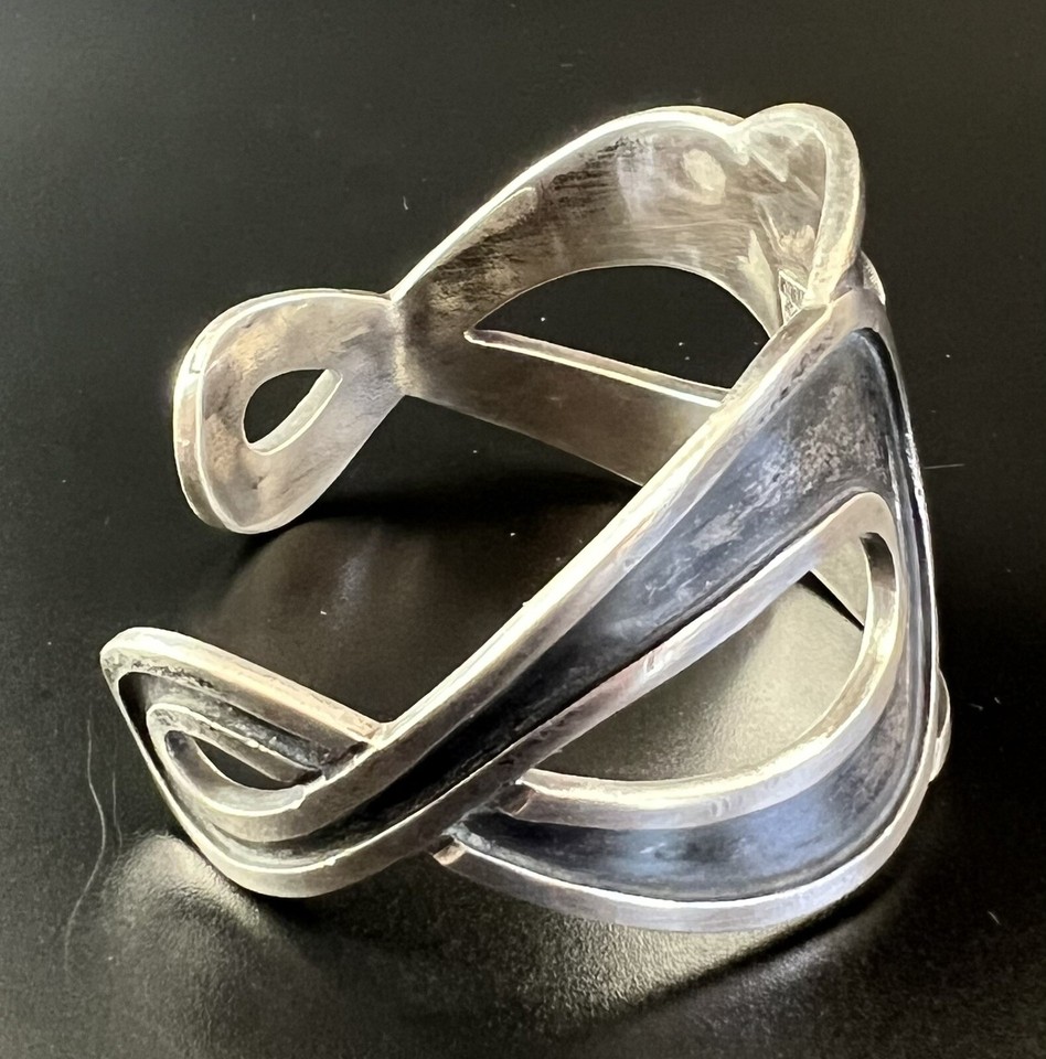 Margot de Taxco Mexico Sterling Silver Figure Eight Cuff Bracelet 59g ...