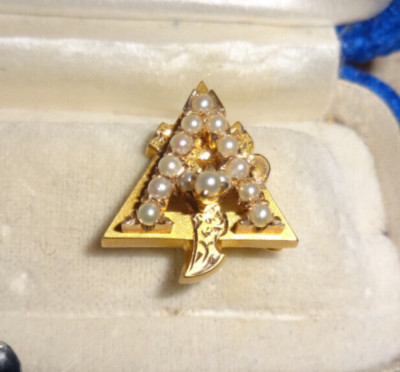 Vintage 10K Gold Pearl Alpha Gamma Delta Sorority Pin Badge UW | eBay
