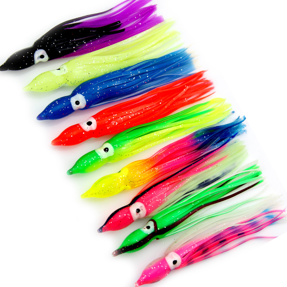 20Pcs 6cm Octopus Squid Skirt Trolling Bait Hoochies Saltwater Soft ...