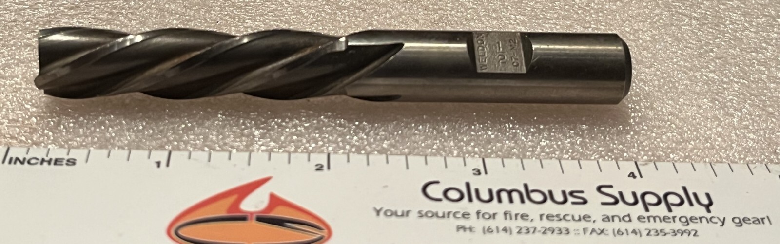 1/2" HSS 4 Fl Single End Mill, 2" Fl, 4" OAL used Weldon LH Spiral RH ...