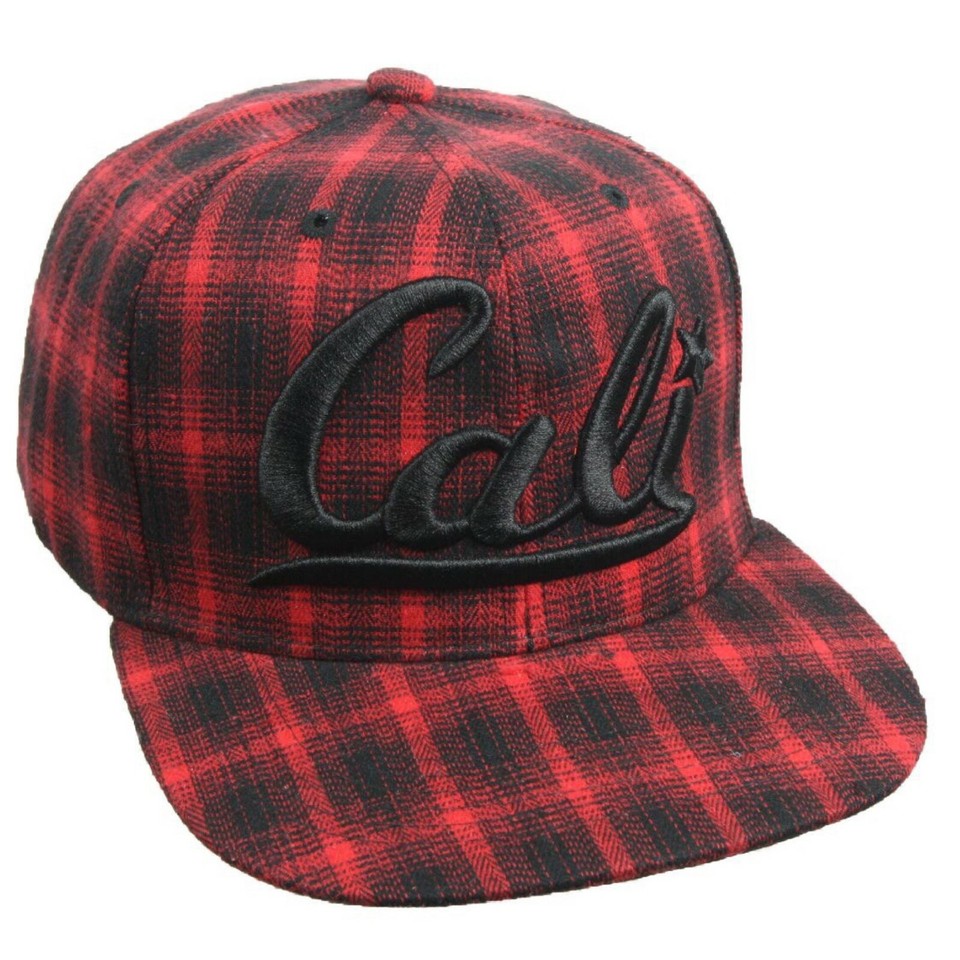 Baseball Cap CALI Sun Hat CA Check Snapback Flat Bill Hip Hop ...