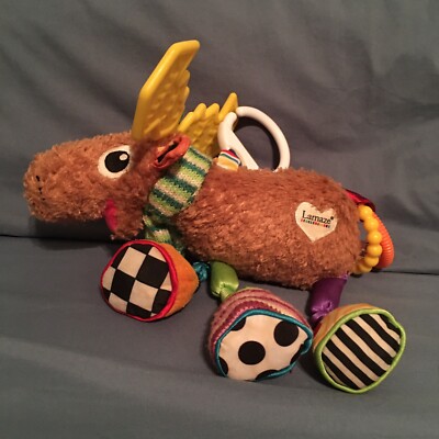 Lamaze Tomy Mortimer the Moose Crinkle Plush Stroller Teether Baby Toy ...