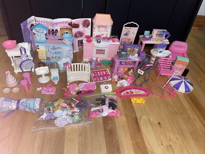 Huge Lot Vintage Barbie Playset Furniture Accessories 1990s Kitchen Kb ...
