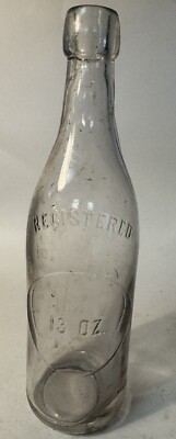 Vintage Antique Registered Embossed Glass Soda Bottle “This Bottle Is ...