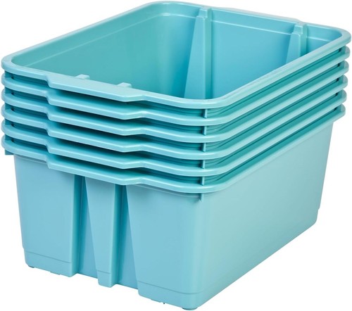 Stacking Bins, 14" x 10" x 5 .75" - 6 Pack, Water, Stackable Storage ...
