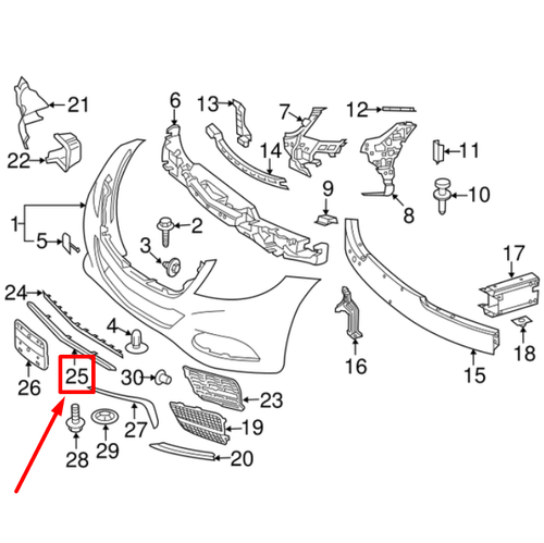 MERCEDES-BENZ SW222,V222,X222 Front Bumper Lower Molding A2228852221 ...