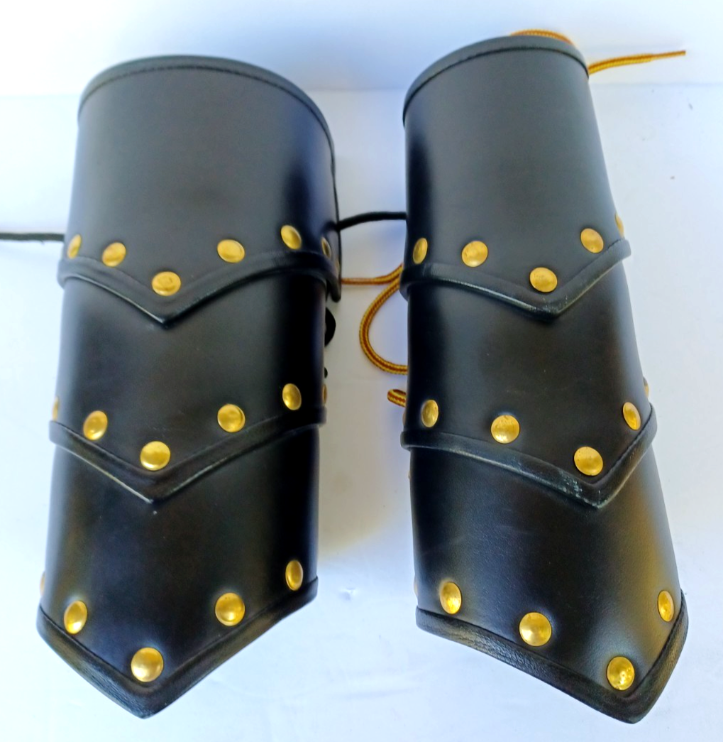 Genuine Black Leather Arm Guard Gauntlets Bracers Armors Medieval Wrist ...