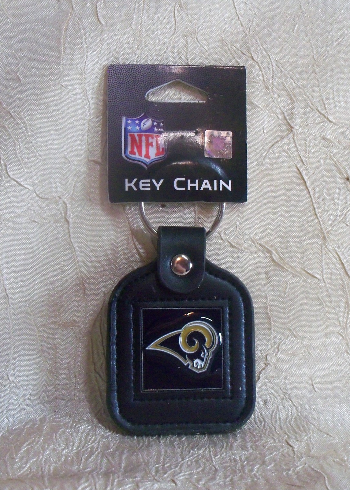 Los Angeles Rams Square Leather Key Ring with Pewter Logo Keychain New ...