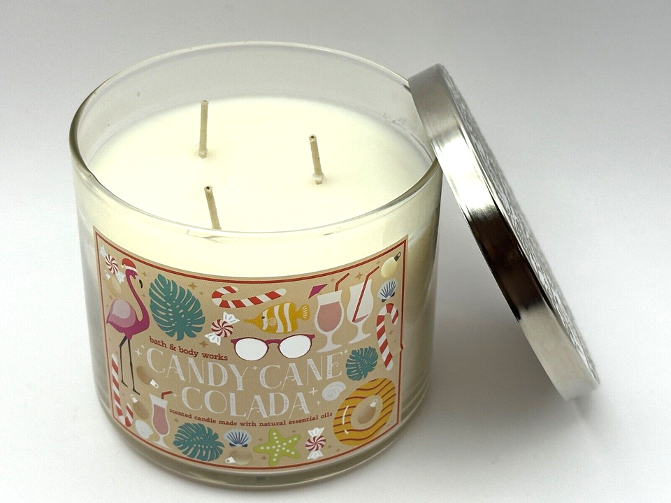 NEW 1 BATH & BODY WORKS CANDY CANE COLADA LARGE SCENTED 3-WICK 14.5 OZ ...