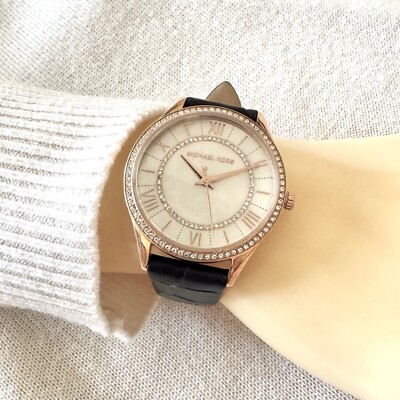 NWT MICHAEL KORS Lauryn Crystal Mother of Pearl Dial Watch MK2757 | eBay
