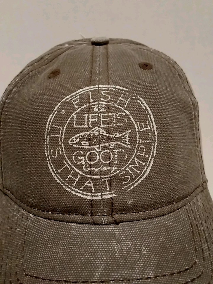 Life is Good Washed Canvas Chill Cap Fish It's That Simple Brown One ...