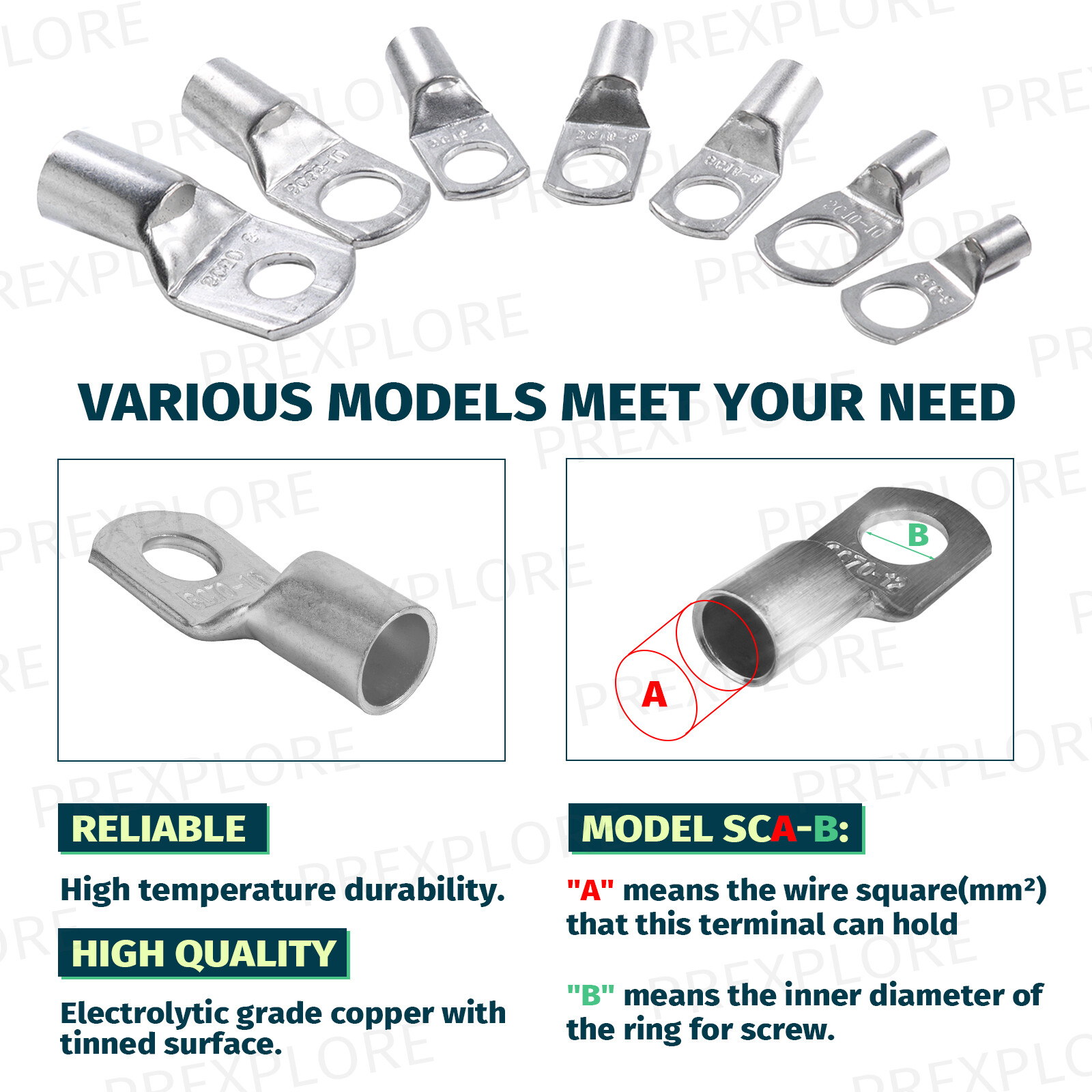 SC6-SC95 Copper Wire Lugs Welding Solder Crimp Terminal Battery Cable ...