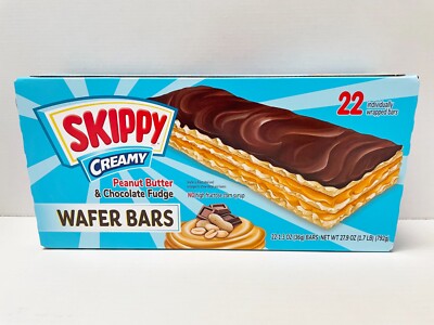 Skippy Creamy Peanut Butter & Chocolate Fudge Wafer Bar, 1.3 oz, 22 ...