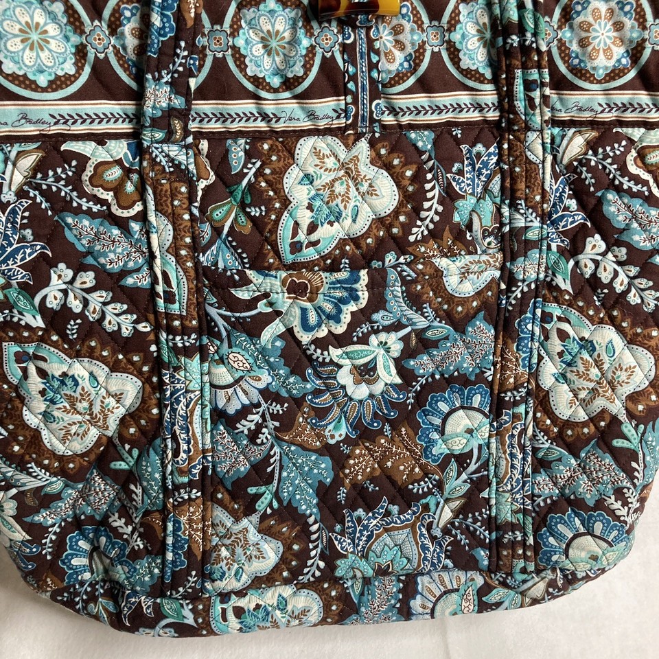 Vera Bradley "Vera" Java Blue Extra Large Tote Multi Pocket Toggle ...