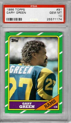 1986 Topps #91 Gary GREEN - PSA 10+++ Rams | eBay