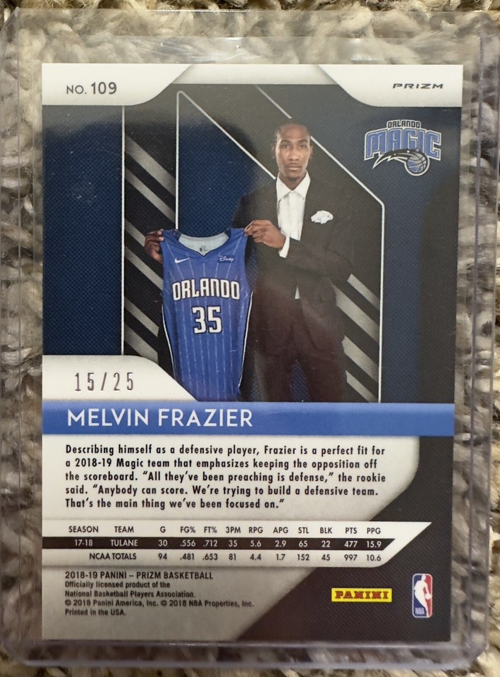2018-19 Prizm Basketball Melvin Frazier Rookie Green Pulsar #15/25 ...