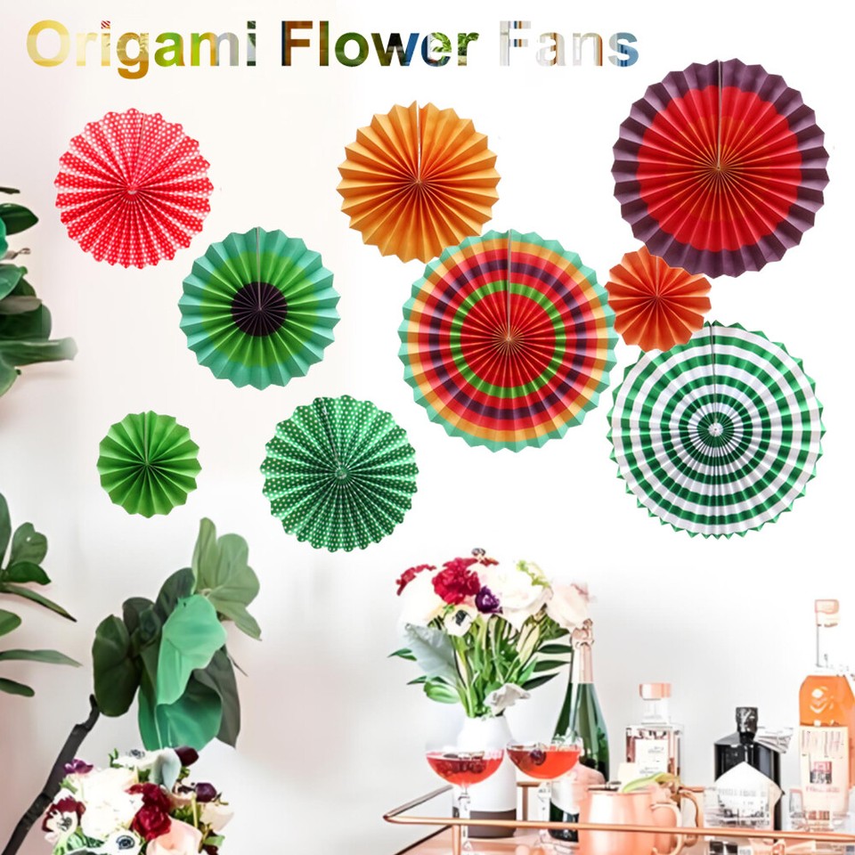 Printing Vintage Wheel Tissue Paper Hanging Fans Flower Craft Party ...