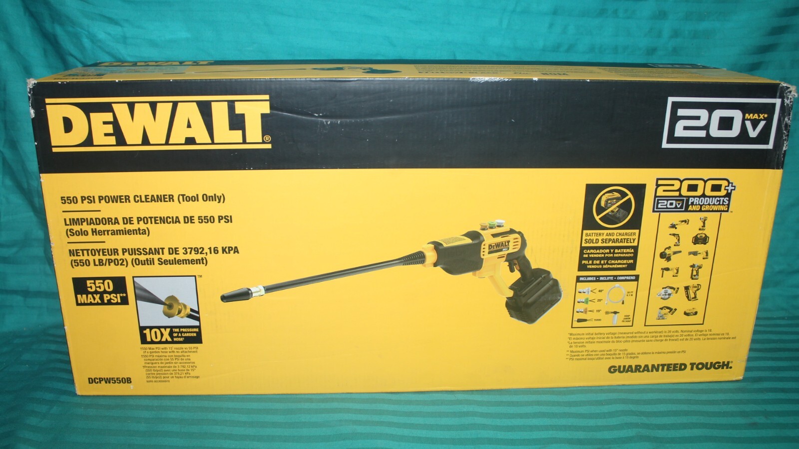 DEWALT DCPW550B 20V MAX Cordless 550 psi Power Cleaner (Tool Only ...