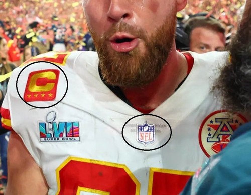 Super Bowl 57 KC Chiefs Travis Kelce TE 4⭐-Star Iron-on RED CAPTAIN ...