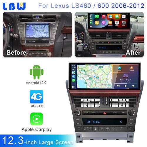 12.3'' Android Car GPS BT Wireless Carplay 4+32G For Lexus LS460 LS600 ...