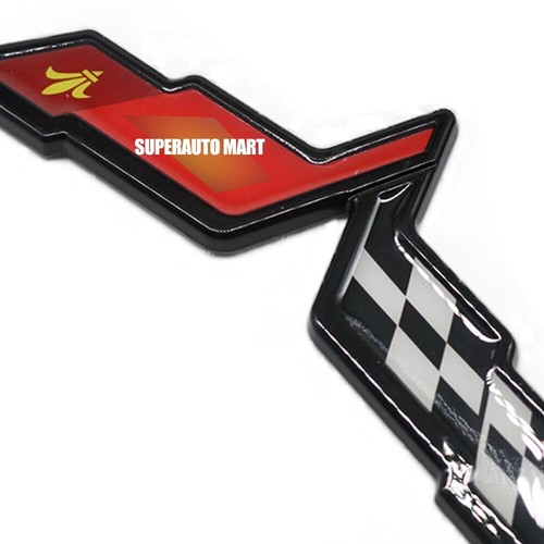 3D Raised Front/Rear Crossed Flags Emblem For C6 Corvette 2005-2013 ...