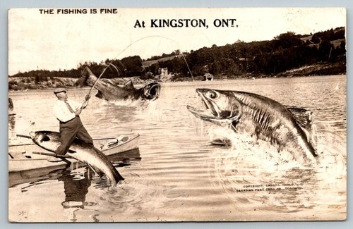 RPPC Kingston Ontario Canada Exaggerated Fishing Real Photo Postcard ...