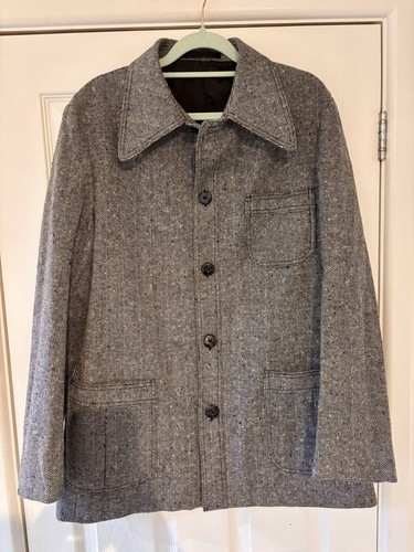 Melka Vintage Herringbone Tweed Jacket Grey Wool Blend – Size 52 / XL ...