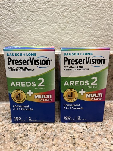 2x PreserVision AREDS 2 Plus Formula Multivitamin Softgels 100 Per 200 ...