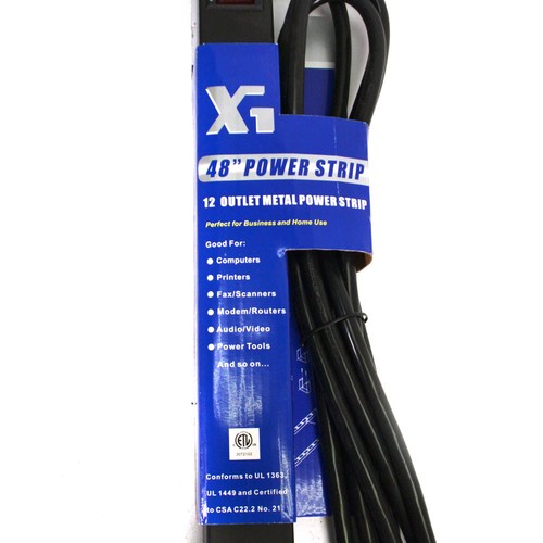 X1 EPS-41215B1 48" Metal 12-Outlet Surge Protected 4ft Power Strip w ...