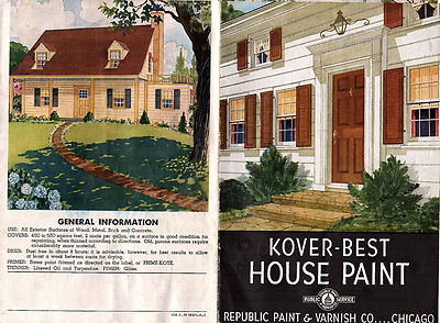 Kover Best Exterior House Paint 1949 Illustrated Brochure & Color Chart ...