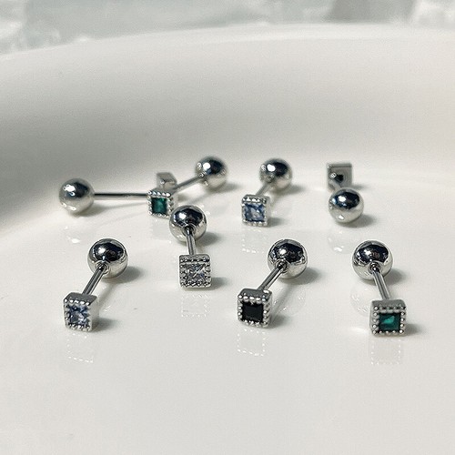 1Pair Mini Colored Diamond Cubes Ear Bone Nail Spiral Stud Earrings For Women | eBay