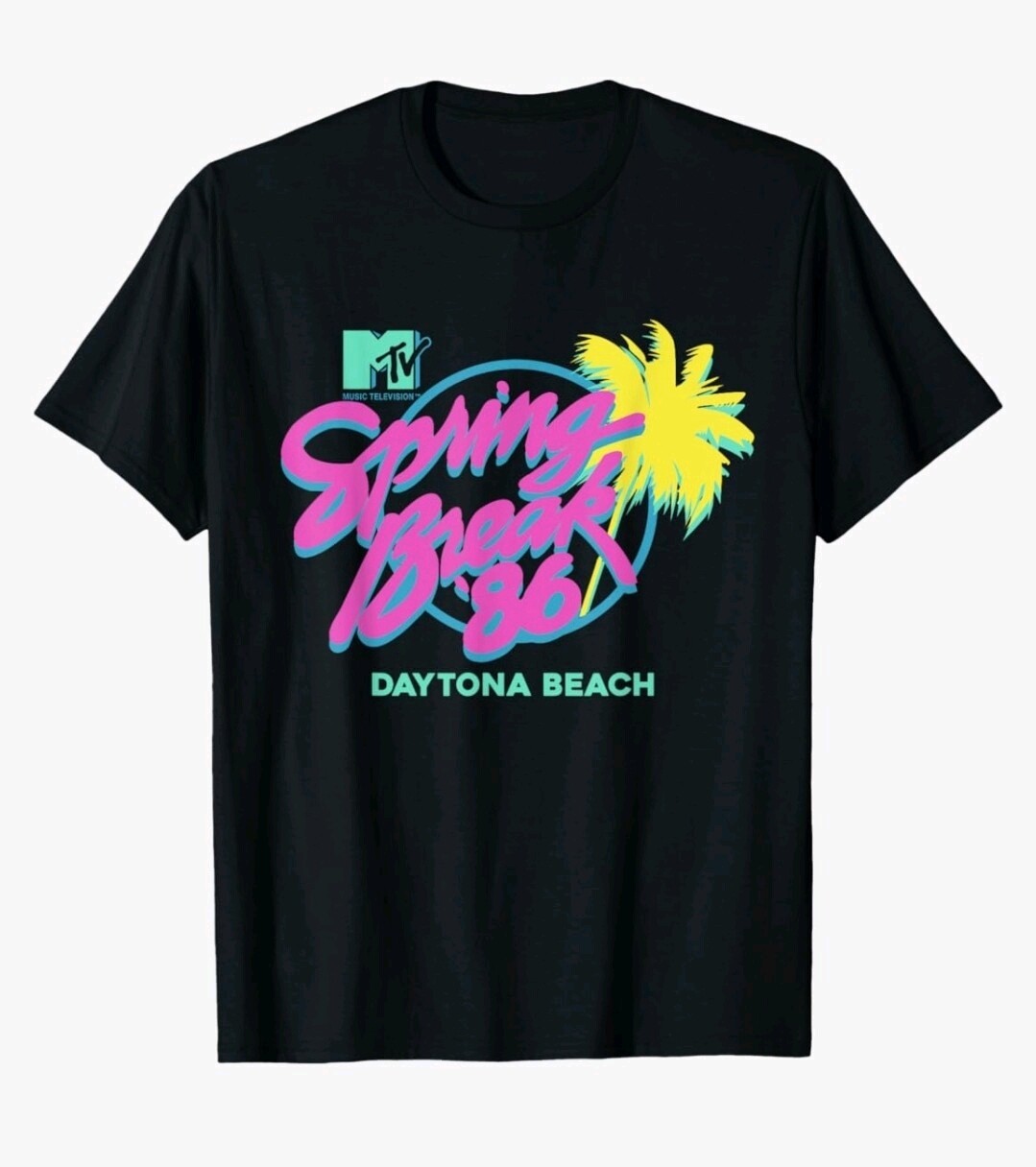 Vintage 1986 MTV Spring Break T-Shirt - Black - S - C… - Gem