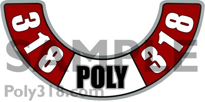 Large Poly 318 Engine Air Cleaner Decal Sticker Fits Plymouth Chrysler ...